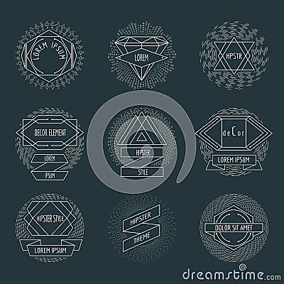 Retro Hipster Logos And Labels With Radial Vector Illustration ...