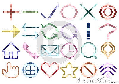 Retro Icon Set Of Pixel Art. Vector Illustration. 24 Isolated Items ...