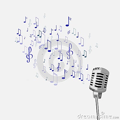 Retro Microphone And Musical Notes. Stock Illustration - Image: 55734049