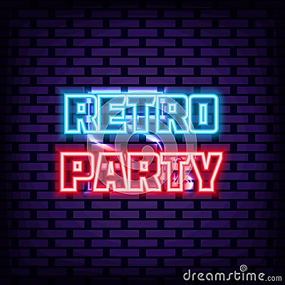 Retro Party Neon Sign Vector. Neon Script. Light Banner ...