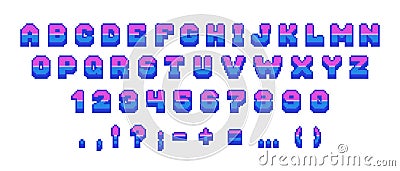Retro Pixel Font. 8 Bit Arcade Game Letters Numbers And Punctuation ...