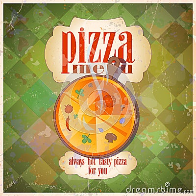 Retro Pizza Menu Card Design. Vector Illustration | CartoonDealer.com ...