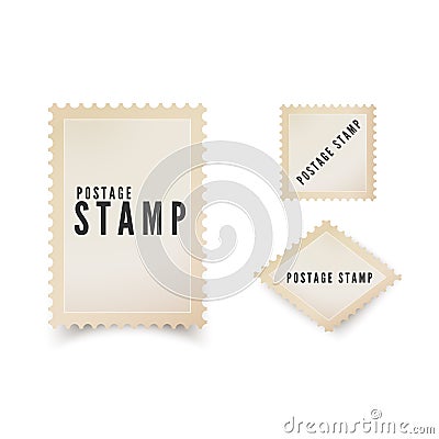 Retro Postal Stamp Template With Shadow. Vintage Blank Postage Stamp ...