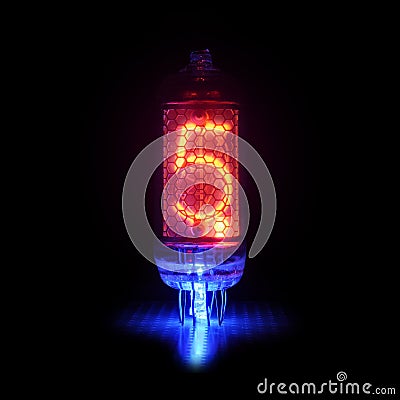 Retro-style Gas-discharge Display. Digit 5 And Point Stock Photo ...