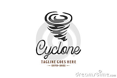 Retro Typhoon Cyclone Hurricane Tempest Logo Design Vector Stock ...