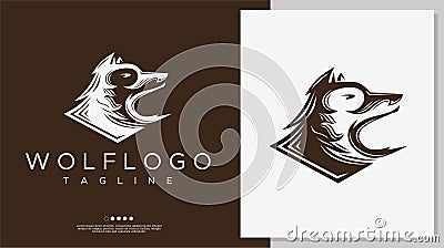 Retro Wolf Logo Design Template. Wolf Logo Design Vector ...
