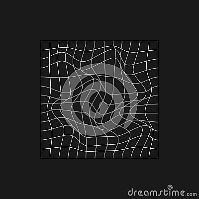 Retrofuturistic Rectangle Grid With Liquid Distortion. Cyber Design ...