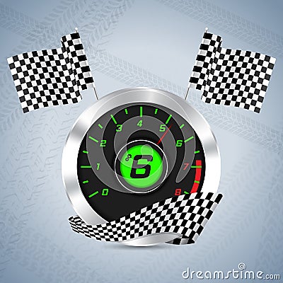 Rev Counter With Checkered Flag Vector Illustration | CartoonDealer.com ...