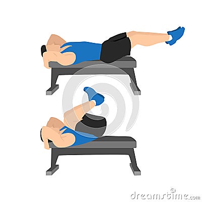 Reverse Bench Crunches Exercise. Flat Vector Illustration ...