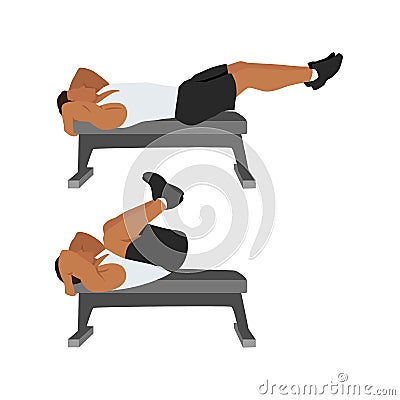 Reverse Bench Crunches Exercise. Flat Vector Royalty-Free Cartoon ...