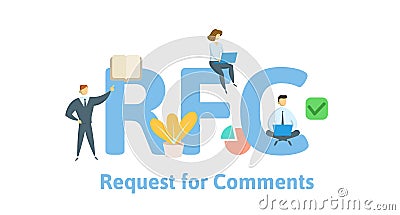 RFC, Request For Comments. Concept With Keywords, Letters And Icons ...