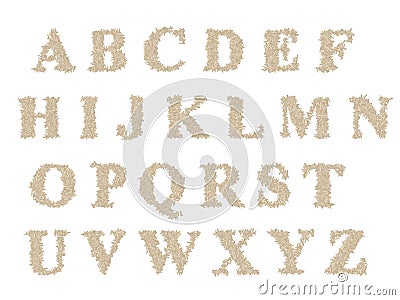 Rice Font, Complete Alphabet. Made With White Rice Long Grains, Bold ...