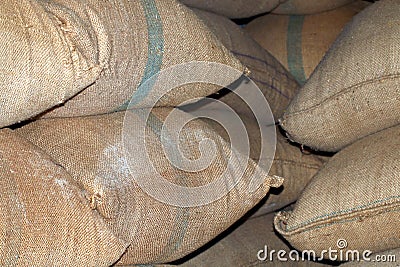 Rice Sack, Rice Sacks Old Waste, Stack Of Rice Sacks In Warehouse Store ...
