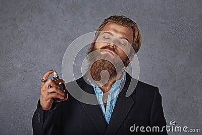 Rich Man Expensive Using Perfume Cologne Isolated Grey Background Stock ...