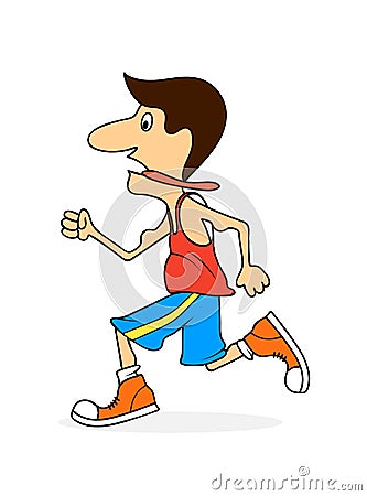 Ridiculous Caricature Man The Running Marathon. Vector Illustration ...