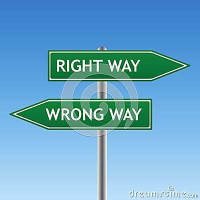 Right And Wrong Way Sign (vector) Stock Photo - Image: 12488040
