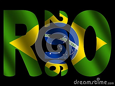 Rio 2016 Text With Flag Editorial Photo - Image: 11171301