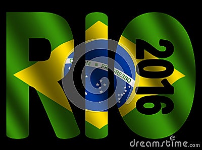 Rio 2016 Text With Flag Editorial Stock Image - Image: 11201264