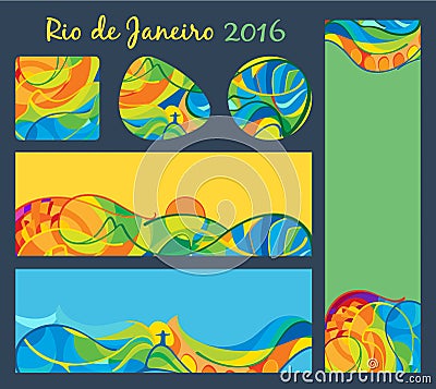Rio 2016 - Banners And Buttons Set, Vector Template Stock Vector ...