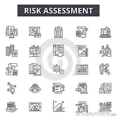 Risk Assessment Line Icons, Signs, Vector Set, Outline Illustration ...