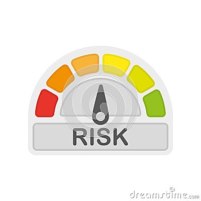 Risk Icon On Speedometer On White Background. High Risk Meter. Vector ...