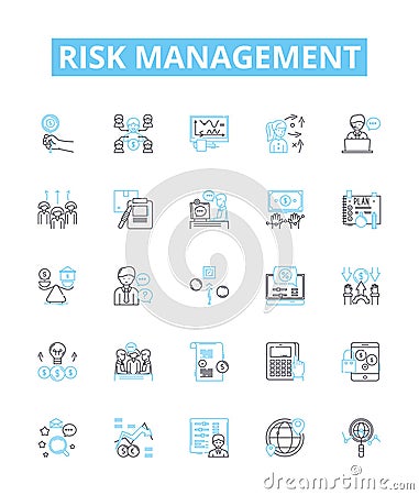 Risk Management Vector Line Icons Set. Risk, Management, Assess ...