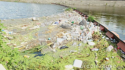 River pollution, barrier stock footage. Video of bottle - 241884966