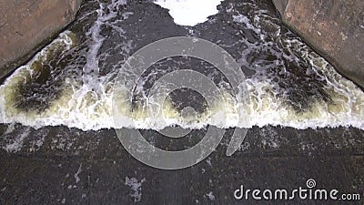 River Water Splash in Concrete Dam Construction Stock Video - Video of ...