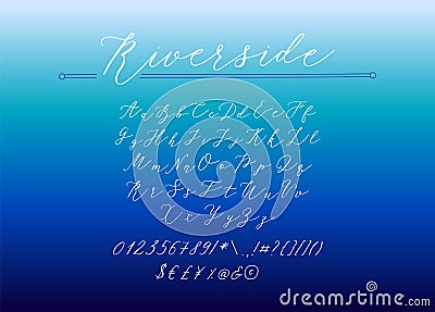 Riverside - Handwritten Script Font. Vector Illustration ...