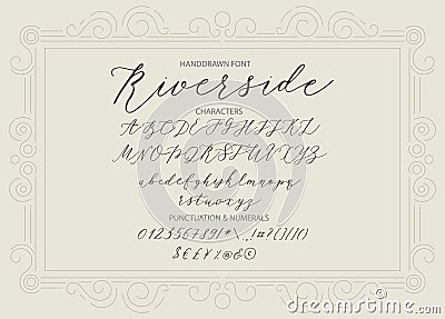 Riverside - Handwritten Script Font. Vector Illustration ...