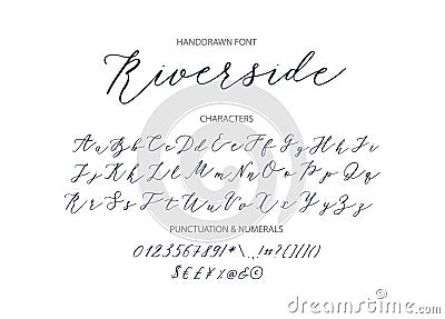 Riverside - Handwritten Script Font. Vector Illustration ...