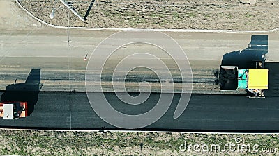 Road Construction Process. Top View of a Roadway in Progress with the ...