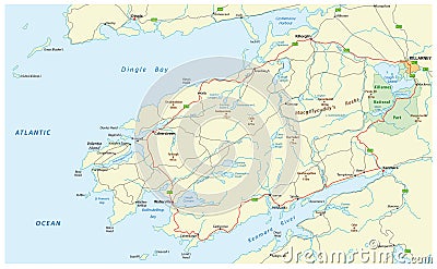 Road Map Ring Of Kerry, Ireland Stock Illustration - Image: 72886078