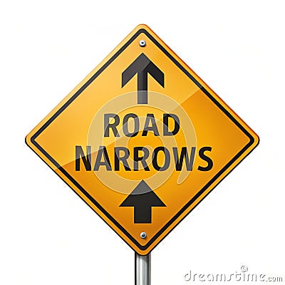 Road Narrows On Both Sides Sign Isolated On White Background Royalty ...