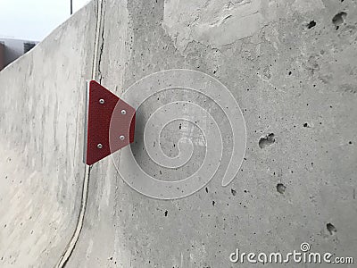 Road Reflector Objects Fixed On The Crash Barriers Made Of Concrete And ...