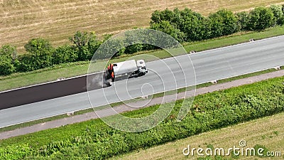 Road Resurfacing by Surface Dressing Process Stock Video - Video of ...