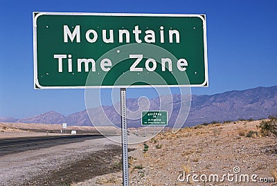 Road Sign Indicating Mountain Time Zone Royalty-Free Stock Photo ...
