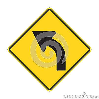 Road Sign - Left Turn Cartoon Vector | CartoonDealer.com #4973687