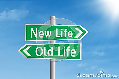 Road Sign Of New Life Vs Old Life Stock Photography - Image: 28794112