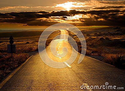 Road At Sunset Royalty Free Stock Photo - Image: 10256215
