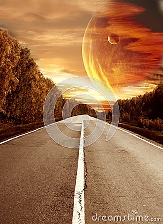 Road To Surreal Sunset Royalty Free Stock Image - Image: 19043476