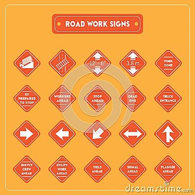 Road Work Signs Collection. Vector Illustration Decorative Design ...
