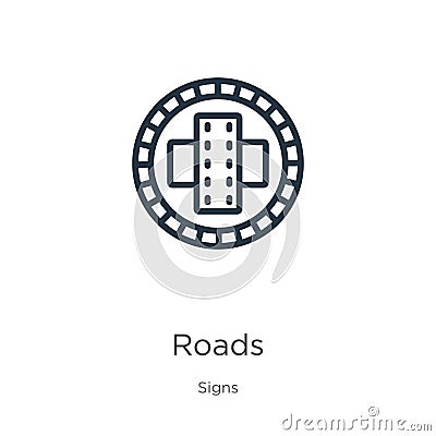 Roads Icon. Thin Linear Roads Outline Icon Isolated On White Background ...