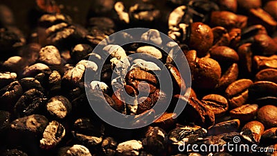 Roasted Coffee Beans on Burning Fire Macro Stock Video - Video of dark ...