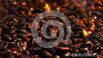 Roasted Coffee Beans on Burning Fire Macro Stock Footage - Video of ...
