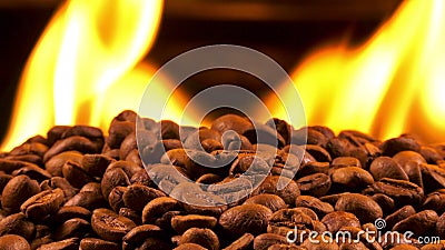 Roasted Coffee Beans on Burning Fire Macro Stock Footage - Video of ...