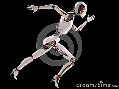 Robot Android Woman Running Royalty Free Stock Image - Image: 34821106