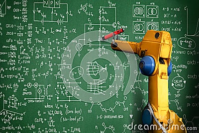 Robot Arm AI Analyzing Mathematics For Mechanized Industry Problem ...
