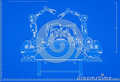 Robot Assembly Line Blueprint Stock Photography | CartoonDealer.com ...