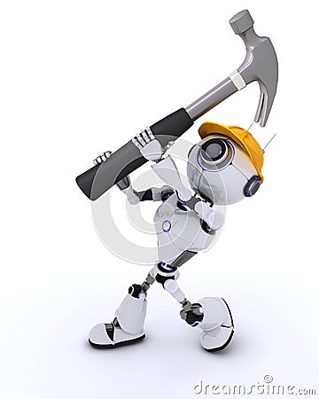 Robot Builder With A Hammer Stock Photography | CartoonDealer.com #60940904